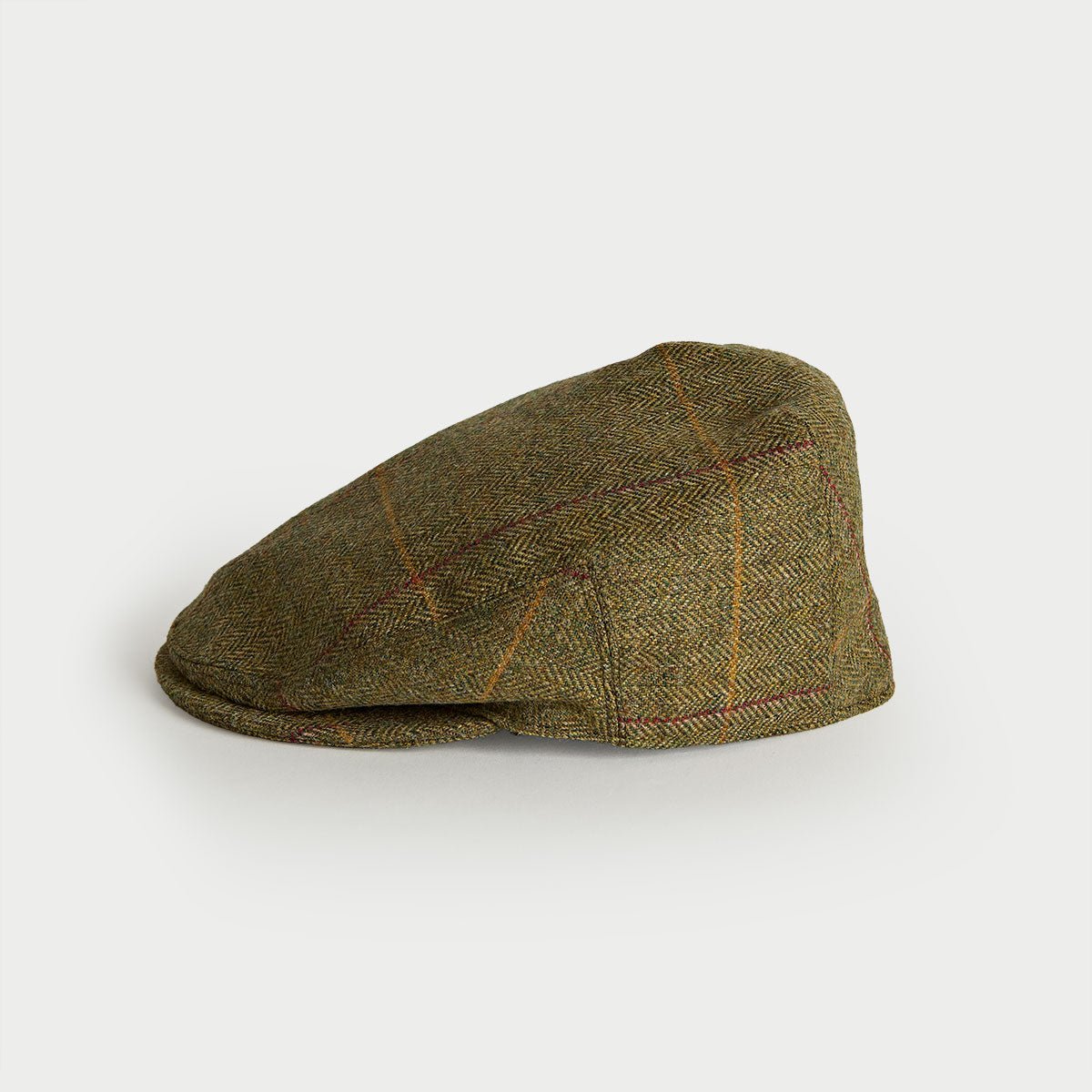 Moss Green Dunnock Check Wool Flat Cap | Hilditch & Key
